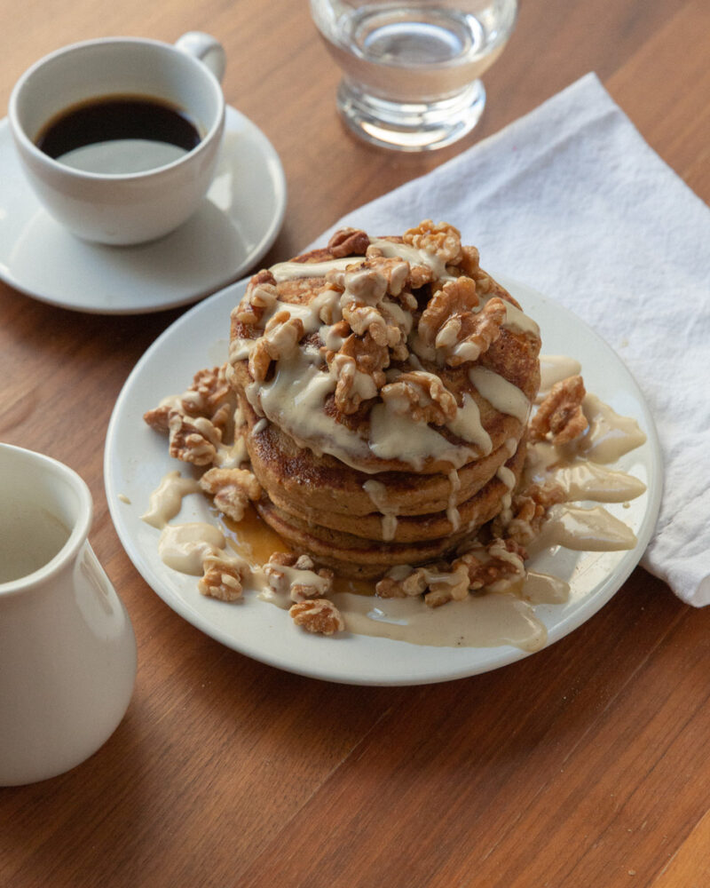 Coffee Walnut Cashew Pancakes⁣ - Emily Grace Food